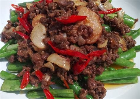 Resep Cah Buncis Daging Cincang Oleh Peppy Ispriani Cookpad