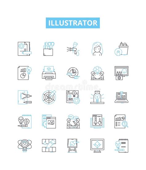 illustrator vector line icons set illustrator vector design drawing create artwork pen