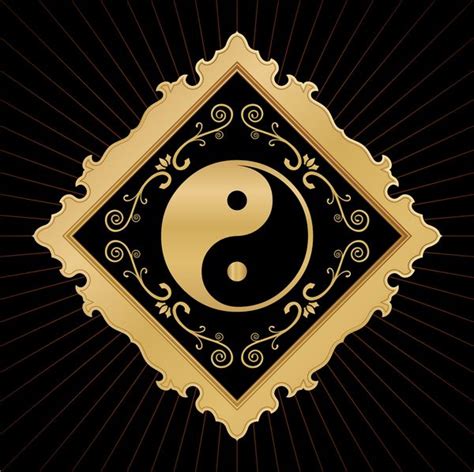 یینگ یانگ طلایی در قاب تزئین شده 1012721