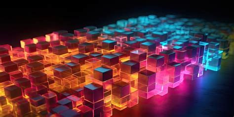 Premium Ai Image Abstract 3d Background Colorful Glowing Cubes Pattern Texture Generative Ai