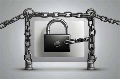Computer Monitor Locked With A Chain And Lock Concept Of Safety Information Premium AI