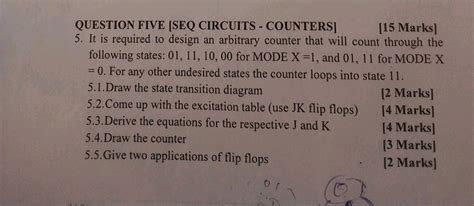 Question 5 Arbitrary Counter Design Design A 2 Bit Sequential Counter