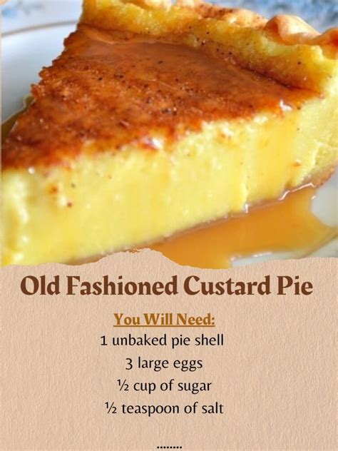 Old Fashioned Custard Pie Phitip Recipes