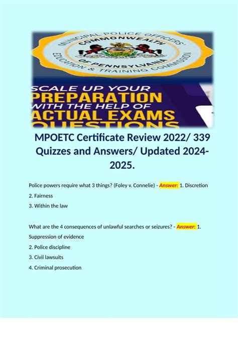 Mpoetc Certificate Review 2022 339 Quizzes And Answers Updated Mpoetc Certificate Stuvia Us