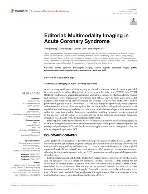 PDF Editorial Multimodality Imaging In Acute Coronary Syndrome