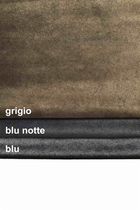 Metallic Suede Leather Hide Blue Gray Metal Calfskin Soft Shiny Cowhide