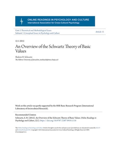 An Overview Of The Schwartz Theory Of Basic Values 2pdf