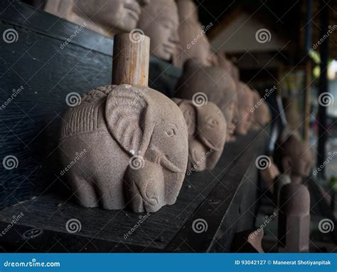Sandstone Sculpture Crafts Of Cambodia Handmade Stock Image Image Of