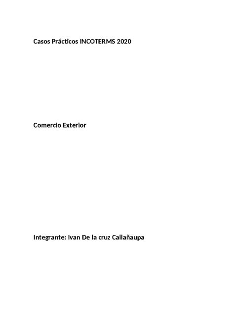 Comercio preguntas ejercicios de incoterms Casos Prácticos