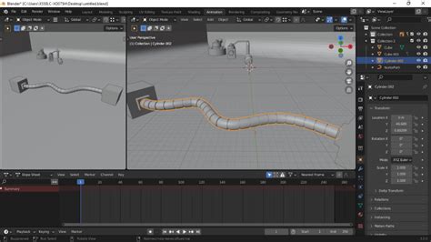 Animation of a hose or pipe created with a Bézier curve - Blender Stack ...