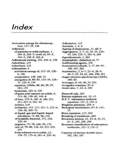 Index 1992 Introduction To Colloid And Surface Chemistry Download Free Pdf Adsorption