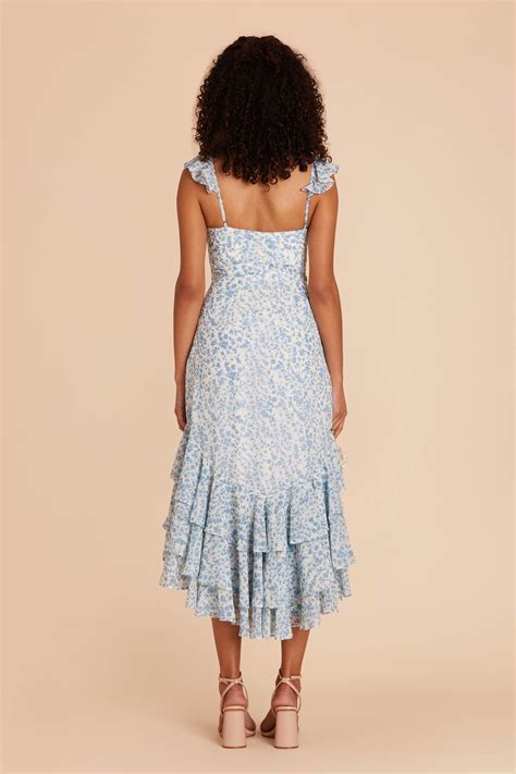 Ginny Blue Dreamy Ditsy Chiffon Bridesmaid Dress Birdy Grey