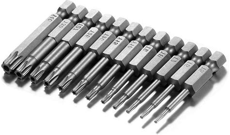 Mesee Set Of 12 Pieces Torx Head Screwdriver Bits 1 4 Inch Hex Shank T5 T40 Magnetic Star Torx