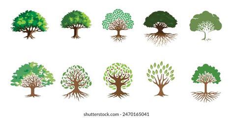 Creative Oak Trees Collection Logo Vector Stock Vector Royalty Free