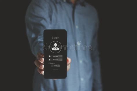 Cyber Security Concept Business People Holding Smartphone Show Login