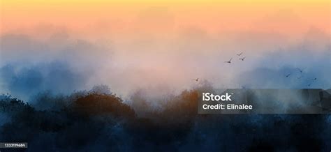 안개낀 산과 풍경 전통적인 동양 잉크 페인팅 스미e U죄 고화 폭풍우가 몰아치는 날씨와 바다 풍경 배경 주제에 대한 스톡 벡터 아트 및 기타 이미지 Istock