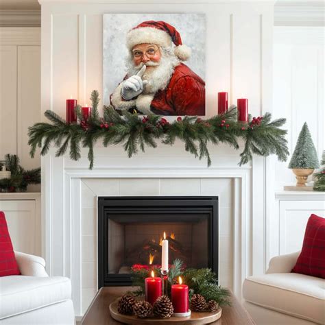 Santa Wall Art Santa Decor Vintage Santa Wall Art Santa Art