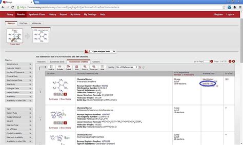 searching for nmr data with reaxys