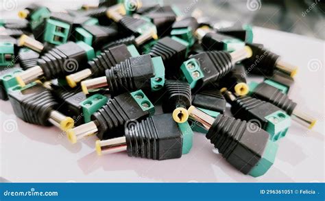 Photo Of The Power Jack For Cctv In Green Or Dc Cctv Jack Stock Image Image Of Cord Electric