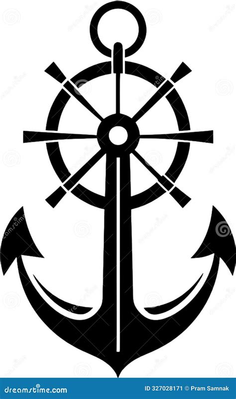 Nautical Anchor Wheel Stencil Maritime Design Element Stock