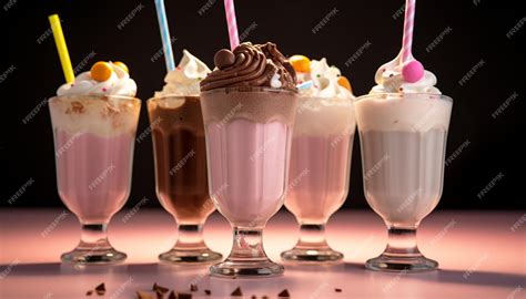 A Sweet Milkshake With Whipped Cream And Colorful Decorations Generated By Ai Premium Ai