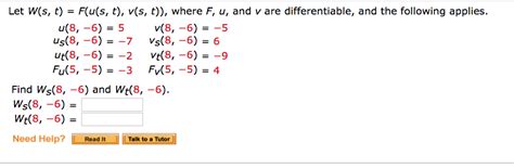 Solved Let W S T F U S T V S T Where F U And V Chegg