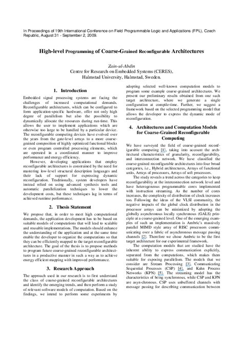 Pdf High Level Programming Of Coarse Grained Reconfigurable Architectures