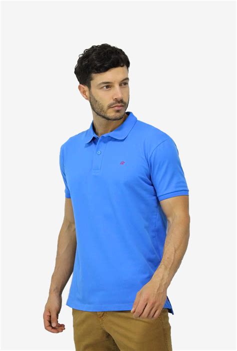 Camiseta Tipo Polo Azul Medio Para Hombre Cpb05 Delascar