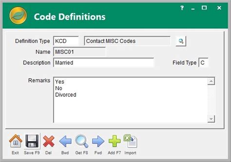 Code Definitions Contact Misc Codes