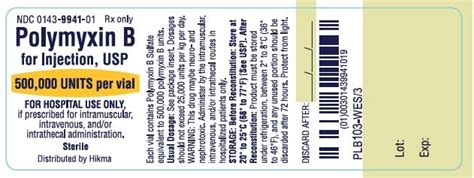 Polymyxin B Injection Package Insert Prescribing Information