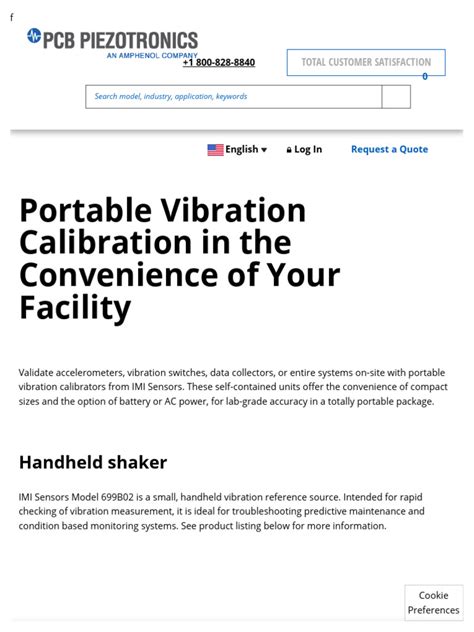 Portable Vibration Calibration For Sensors Machinery Health Monitoring Pcb Piezotronics