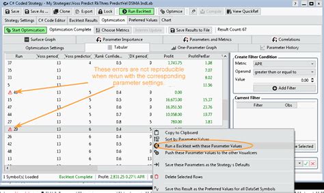 Nonreproducible Errors During Some Parameter Optimization Runs Wealthlab