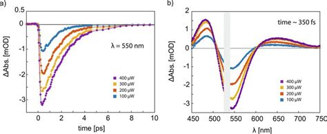 Power Dependent Pump Probe Studies Of Visible Light Transient
