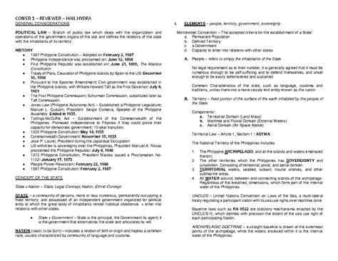Const 1 Reviewer Module 1 And 2 Sbu Consti 1 Reviewer Hail Hydra General Considerations