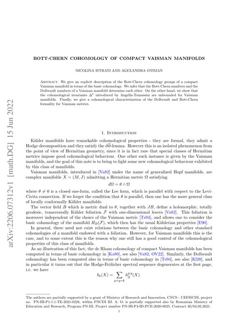PDF Bott Chern Cohomology Of Compact Vaisman Manifolds