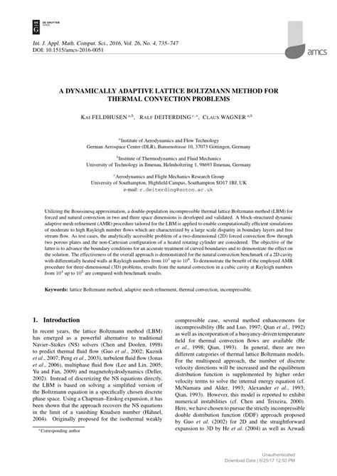 pdf a dynamically adaptive lattice boltzmann method for thermal