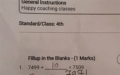 General Instructions Happy Coaching Classes StudyX