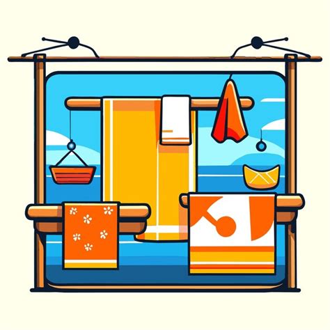 Premium Vector Bath Beach Kitchen Towels Hanging Set Cartoon Vector
