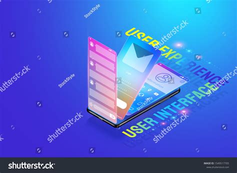 D Isometric Mobile App Ui Ux Stock Illustration Shutterstock
