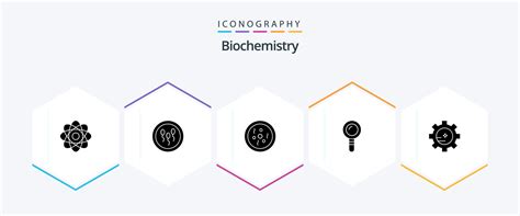 Biochemistry 25 Glyph Icon Pack Including Gear Find Process Lab