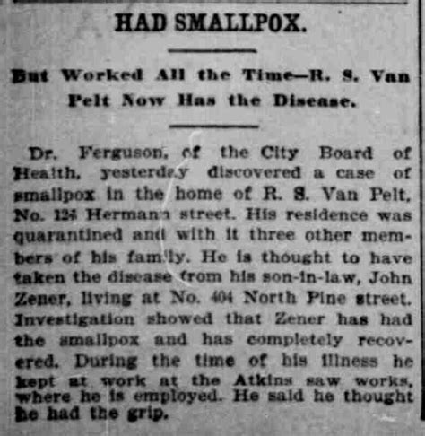 1900 Smallpox Epidemic Genealogy Lady