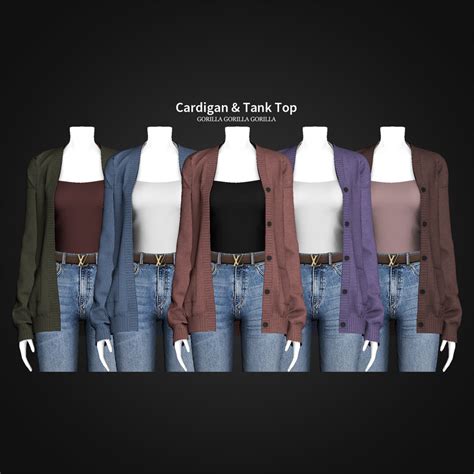 Cardigan Tank Top Sims Clothing