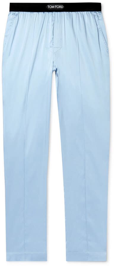 Tom Ford Velvet Trimmed Stretch Silk Satin Pyjama Trousers ShopStyle