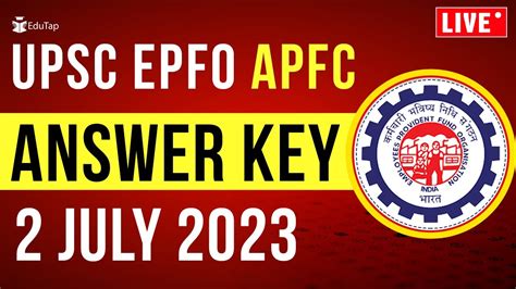 Upsc Epfo Answer Key Upsc Eo Answer Key Upsc Apfc