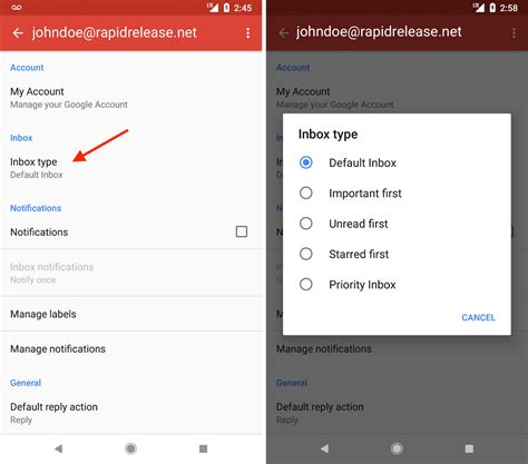 Gmail App For Android Now Supports More Inbox Types