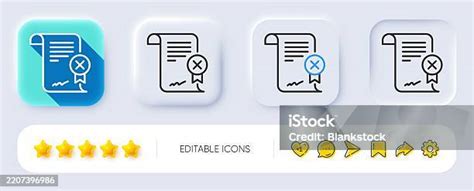 인증서 거부 줄 아이콘 문서 서명을 거부합니다 뉴모픽 버튼 벡터 0명에 대한 스톡 벡터 아트 및 기타 이미지 0명 3차원