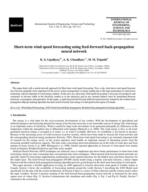 Pdf Short Term Wind Speed Forecasting Using Geed Forward Back Propagation Neural Network