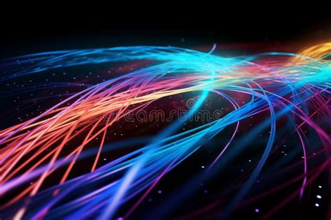 Colorful Optic Fiber Electrical Cables Wires Neon Waves Lines Abstract