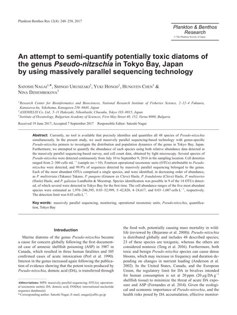 PDF An Attempt To Semi Quantify Potentially Toxic Diatoms Of The