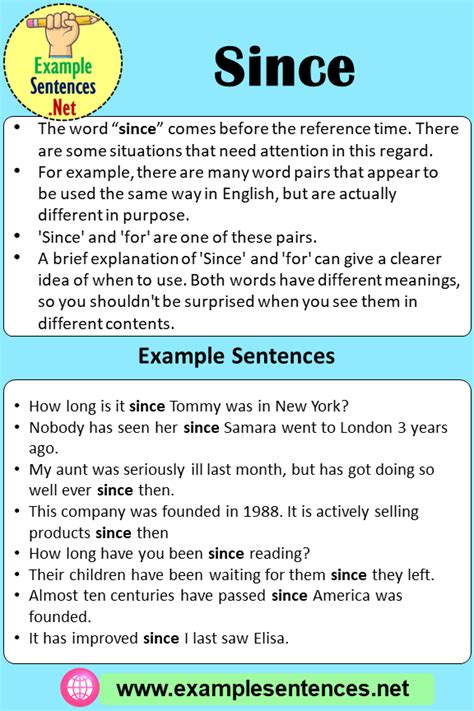 English Since In A Sentence Definiton And Example Sentences Example Sentences Good